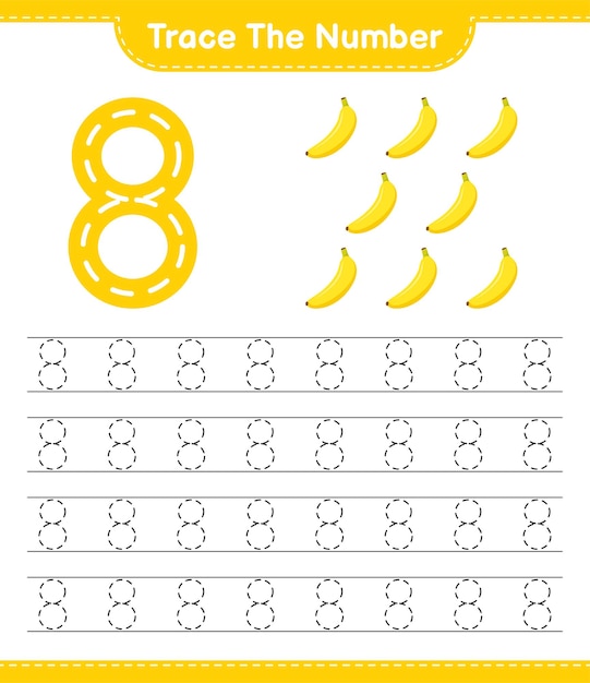 Vibrant Banana Tracing Activity for Number 8 | Jiffy Designs