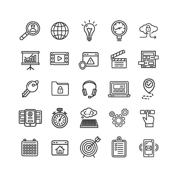 Diverse Collection of Versatile Digital Icons for Business and Creative ...