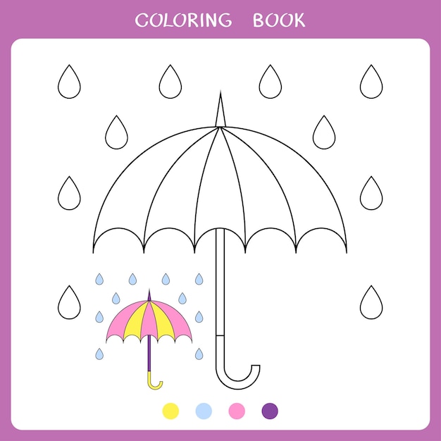 Vibrant Umbrella and Raindrops Coloring Page | Jiffy Designs