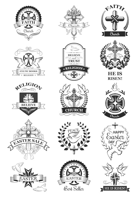 Vintage Religious Emblems and Crosses Graphic Collection | Jiffy Designs