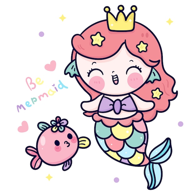 Adorable Mermaid Princess and Her Cute Companion | Jiffy Designs