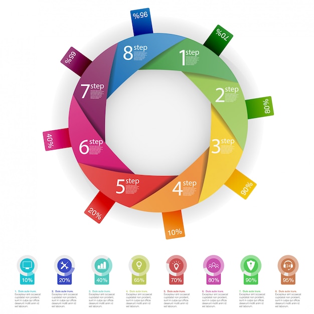 Vibrant Circular Infographic with Numbered Sections and Icons | Jiffy ...