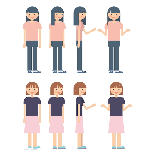 Diverse Collection of Stylized Female Character Illustrations | Jiffy ...