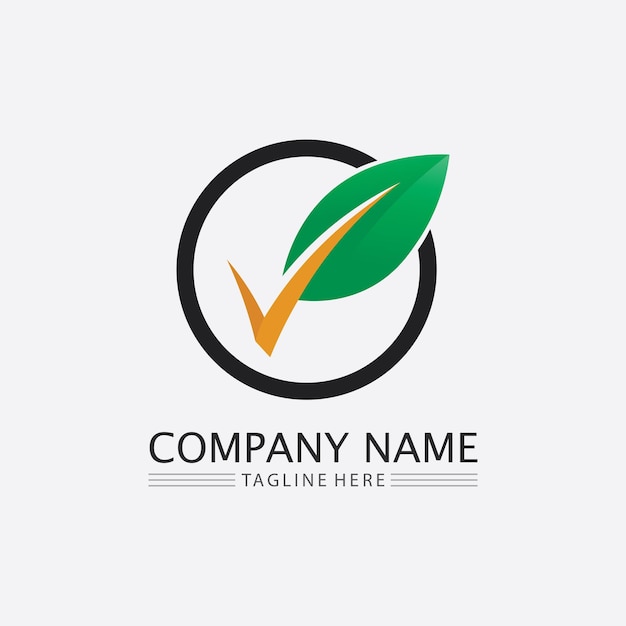Green Leaf Check Mark Circle Company Logo Design | Jiffy Designs