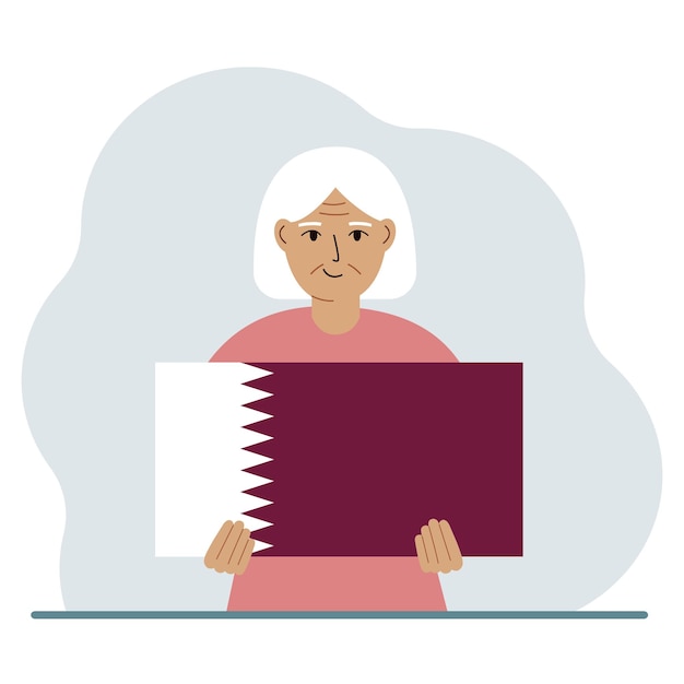 Proud Person Holding the Qatari Flag | Jiffy Designs