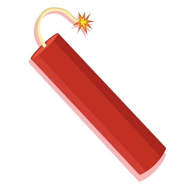 Vibrant Red Dynamite Stick with Glowing Fuse and Spark | Jiffy Designs