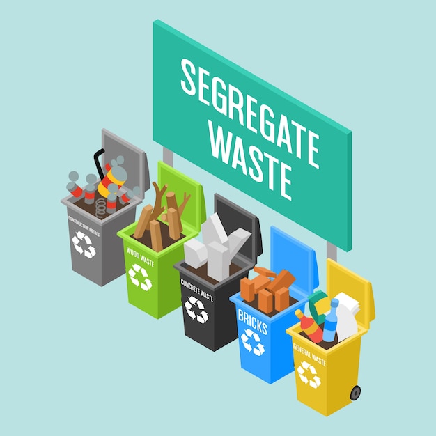 Colorful Recycle Bins with Segregate Waste Sign | Jiffy Designs