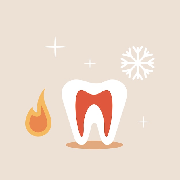 Vibrant Dental Tooth with Flame and Snowflake Symbols | Jiffy Designs