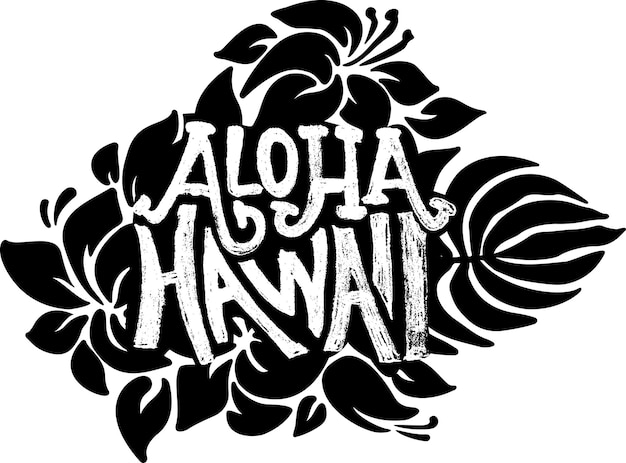 Vibrant Hawaiian Floral Silhouette with Aloha Text | Jiffy Designs