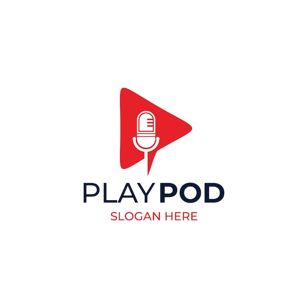 Vibrant Podcast Play Button Logo with Minimalist Text | Jiffy Designs