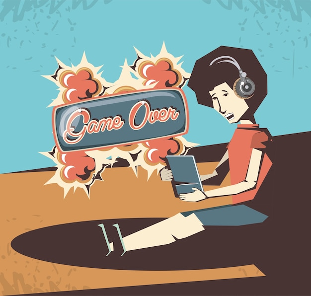 Retro Gamer Enjoying an Exciting Gaming Session | Jiffy Designs