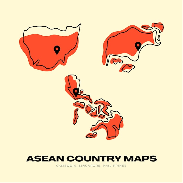 Vibrant Silhouettes of Southeast Asian Country Outlines | Jiffy Designs