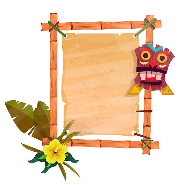 Vibrant Tropical Tiki Frame with Wooden Scroll | Jiffy Designs