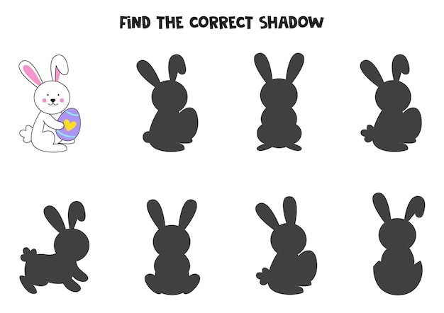 Cute Bunny Rabbit Shadow Matching Educational Illustration | Jiffy Designs