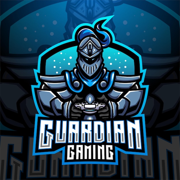 Majestic Guardian Gaming Emblem with Armored Knight | Jiffy Designs