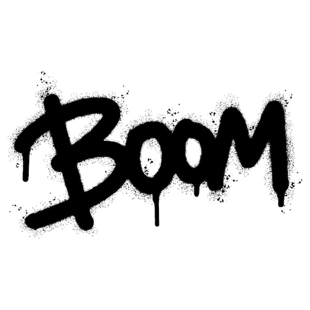 Graffiti-Style Explosion of the Word 'Boom' in Black | Jiffy Designs
