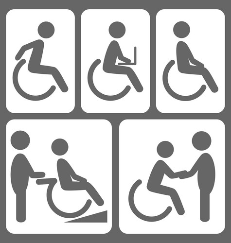 Disability People Pictograms Flat Icons Isolated On White Background ...