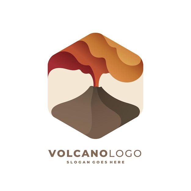 Vibrant Geometric Volcano Emblem with Warm Tones | Jiffy Designs