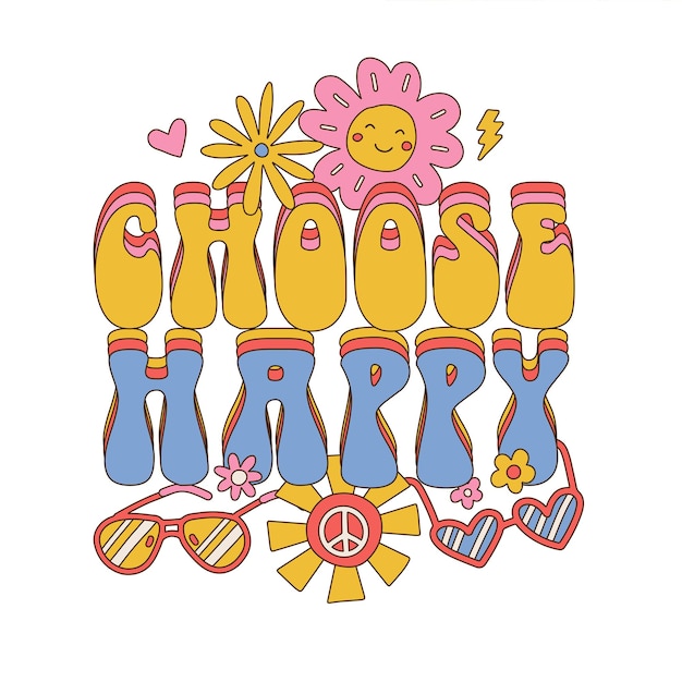 Vibrant and Cheerful 'Choose Happy' Graphic Design | Jiffy Designs