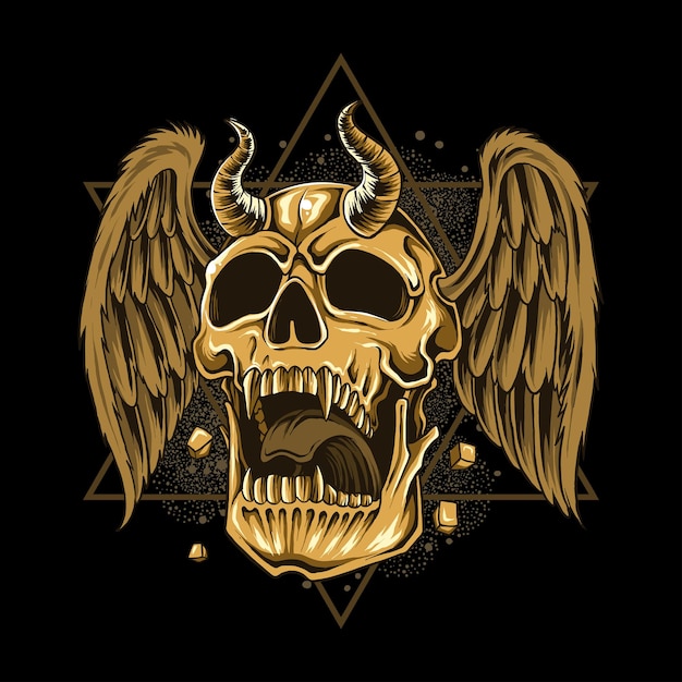 Majestic Winged Skull Emblem in Gleaming Gold | Jiffy Designs