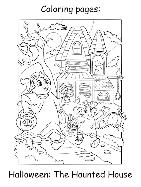Spooky Halloween Haunted House Coloring Page | Jiffy Designs