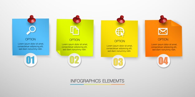 Vibrant Infographic Options with Numbered Sticky Notes | Jiffy Designs