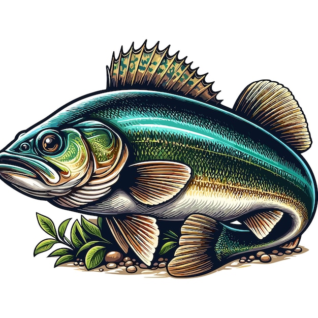 Vibrant Aquatic Creature: A Detailed Illustration of a Striking Fish ...