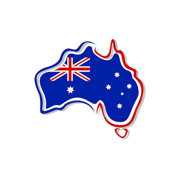 Vibrant Australian Map Outline with National Flag Colors | Jiffy Designs
