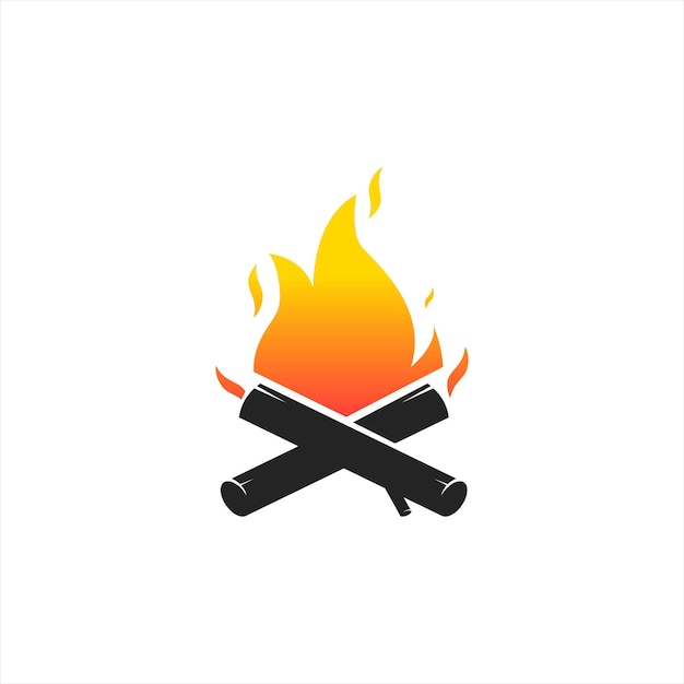 Vibrant Campfire Icon with Crossed Logs | Jiffy Designs