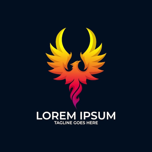 Vibrant Mythical Phoenix Emblem with Fiery Gradient Wings | Jiffy Designs
