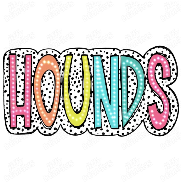 'Hounds' Colorful Bubble Letters with Playful Polka Dot Texture | Jiffy ...