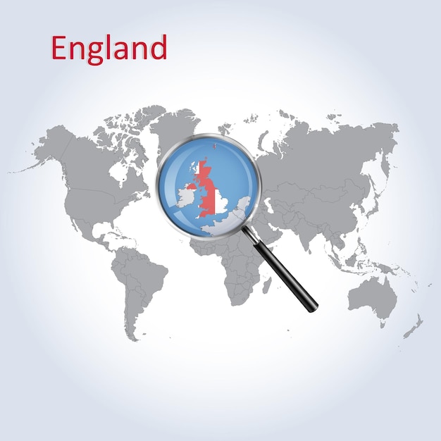 Magnified England on a Global World Map | Jiffy Designs