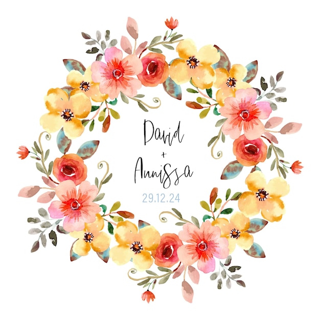 Vibrant Floral Wreath with Handwritten Names | Jiffy Designs