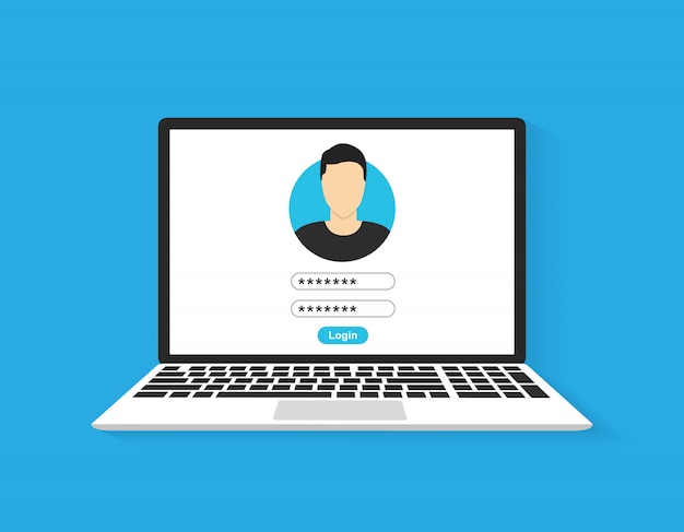 Laptop screen with user profile and login form | Jiffy Designs