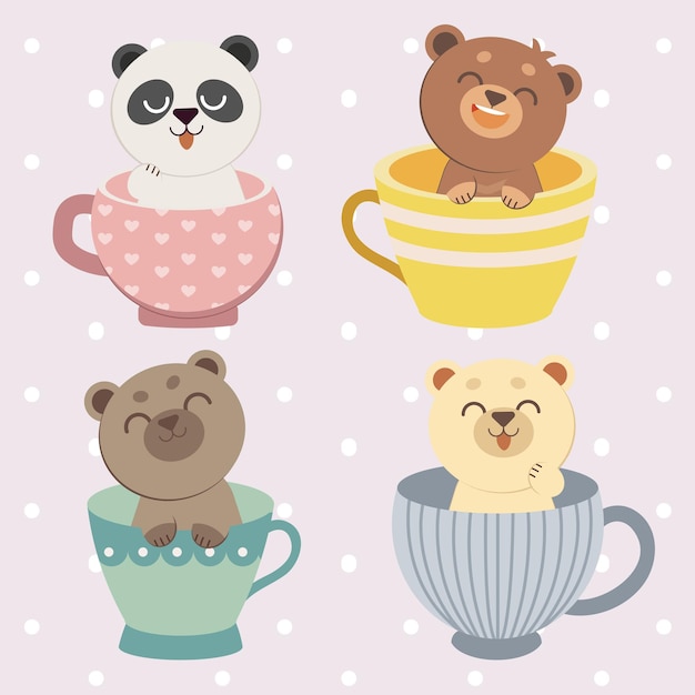 Adorable Teacup Animal Characters Collection | Jiffy Designs