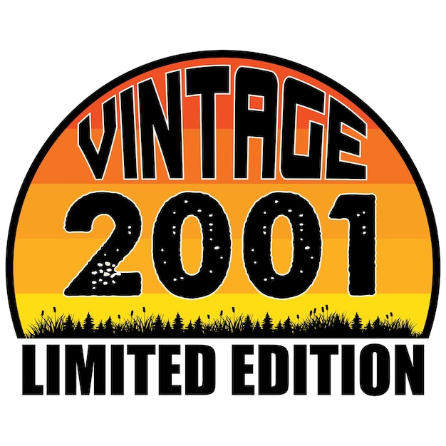 Vintage 2001 Limited Edition Retro Badge with Sunset Landscape | Jiffy ...