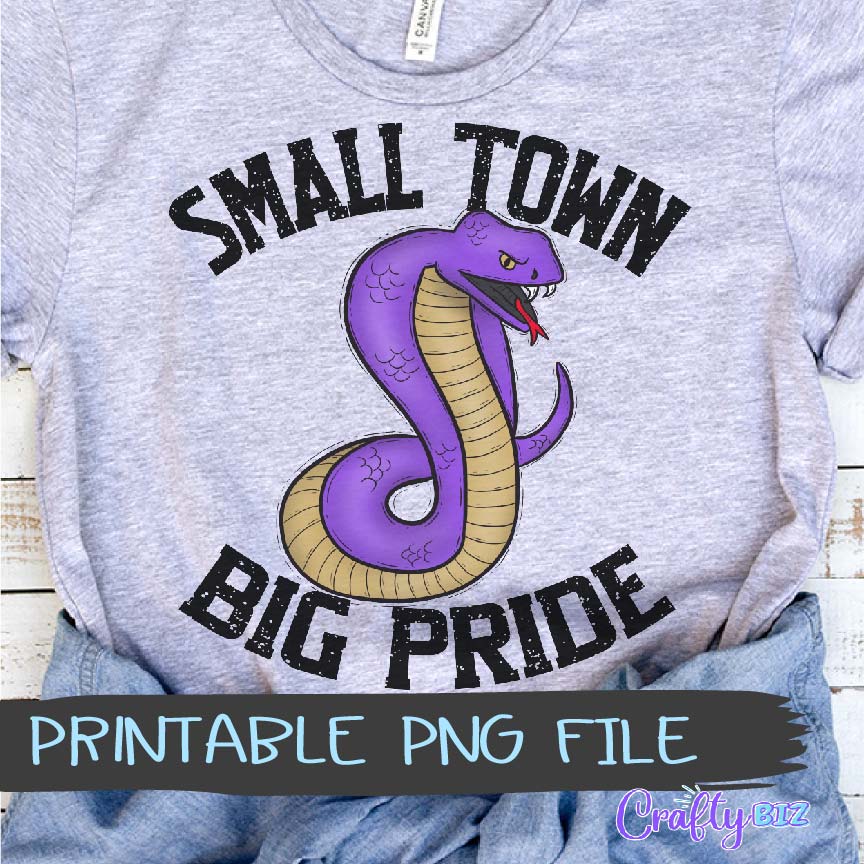 'Small Town Big Pride' Featuring a Vibrant Purple Cobra with Bold ...