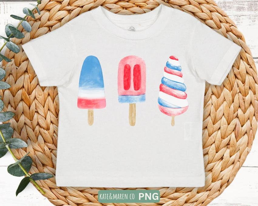 Watercolor Ice Pops Trio Featuring Rocket, Split, and Swirl Designs ...