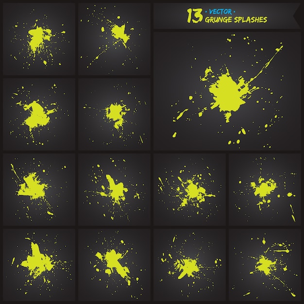 Vibrant Yellow Splatter Shapes on Black Backgrounds Collection | Jiffy ...