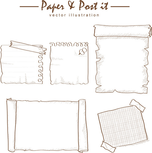 Paper And Post-It Collection Sketch Drawing Vector | Jiffy Designs