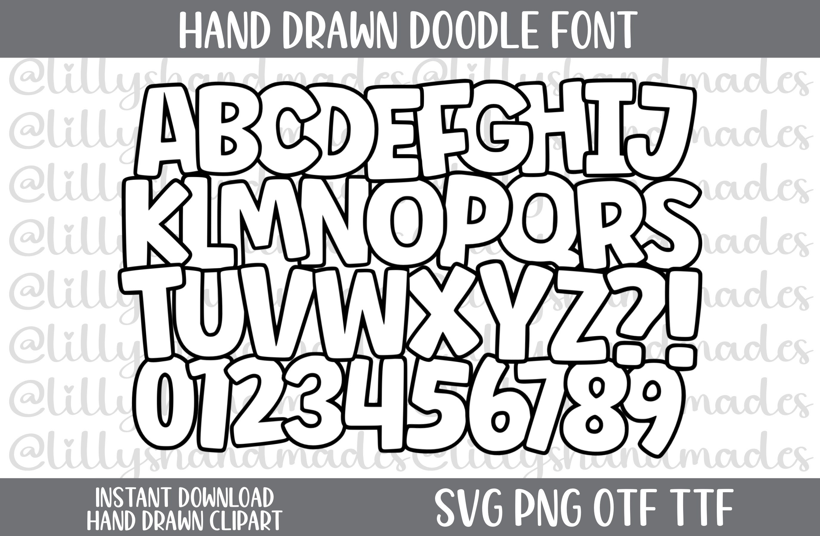 Font Svg, Alphabet Svg, Outline Font Svg, Doodle Font Svg, Handwritten ...