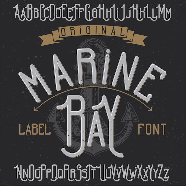 Vintage Marine Bay Label Font with Distressed Lettering | Jiffy Designs