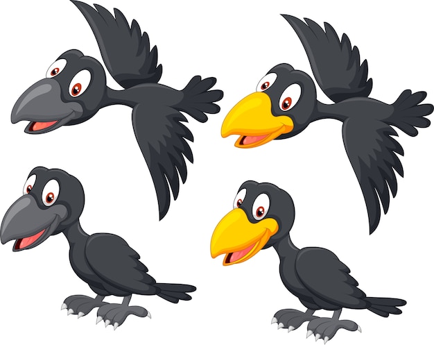 Vibrant Cartoon Crows Collection with Expressive Poses and Colors ...
