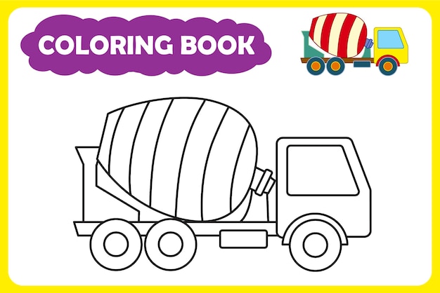 Vibrant Cement Mixer Coloring Page for Kids | Jiffy Designs