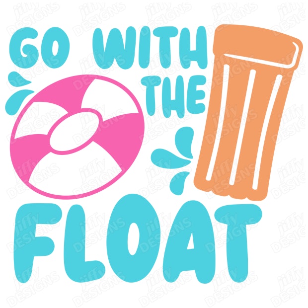 'Go With The Float' Vibrant Summer Aquatic Design with Playful Typography | Jiffy Designs