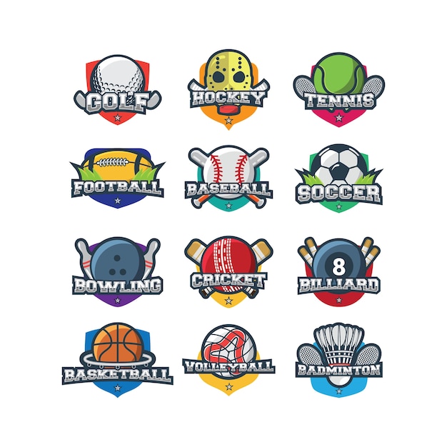 Diverse Collection of Vibrant Sports Insignia and Emblems | Jiffy Designs