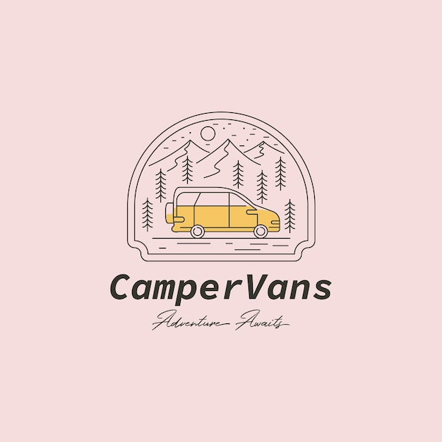 Iconic Camper Van Emblem Showcases Outdoor Adventure | Jiffy Designs