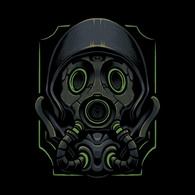 Striking Gas Mask Emblem with Neon Accents | Jiffy Designs