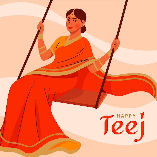 Vibrant Celebration of Teej: A Woman's Joyous Swing | Jiffy Designs