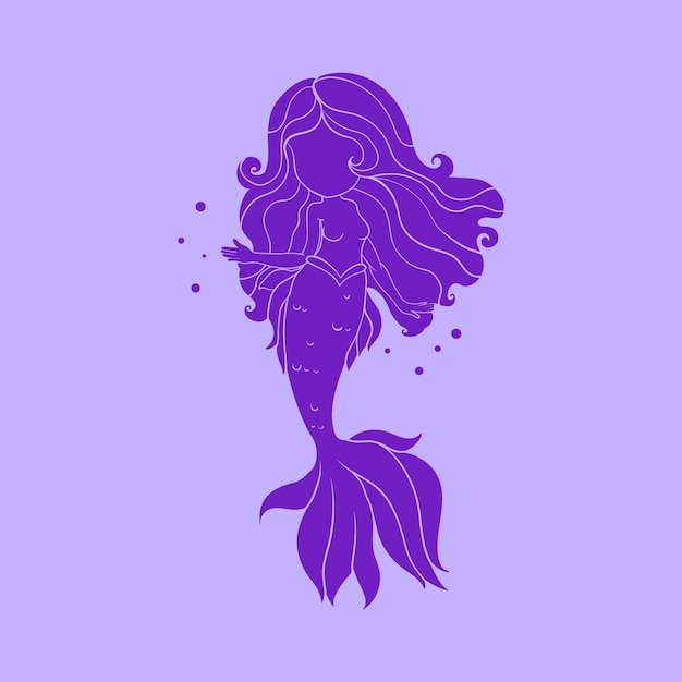Enchanting Purple Mermaid Silhouette on Lavender Background | Jiffy Designs